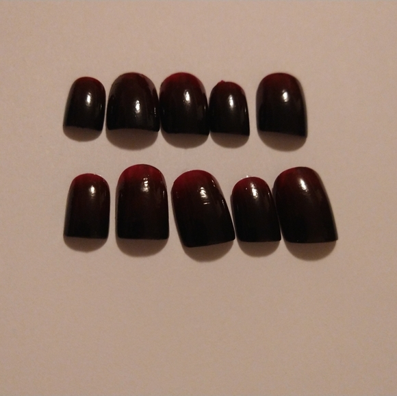 Makeup | Short Square Dark Red To Black Ombre Nails | Poshmark